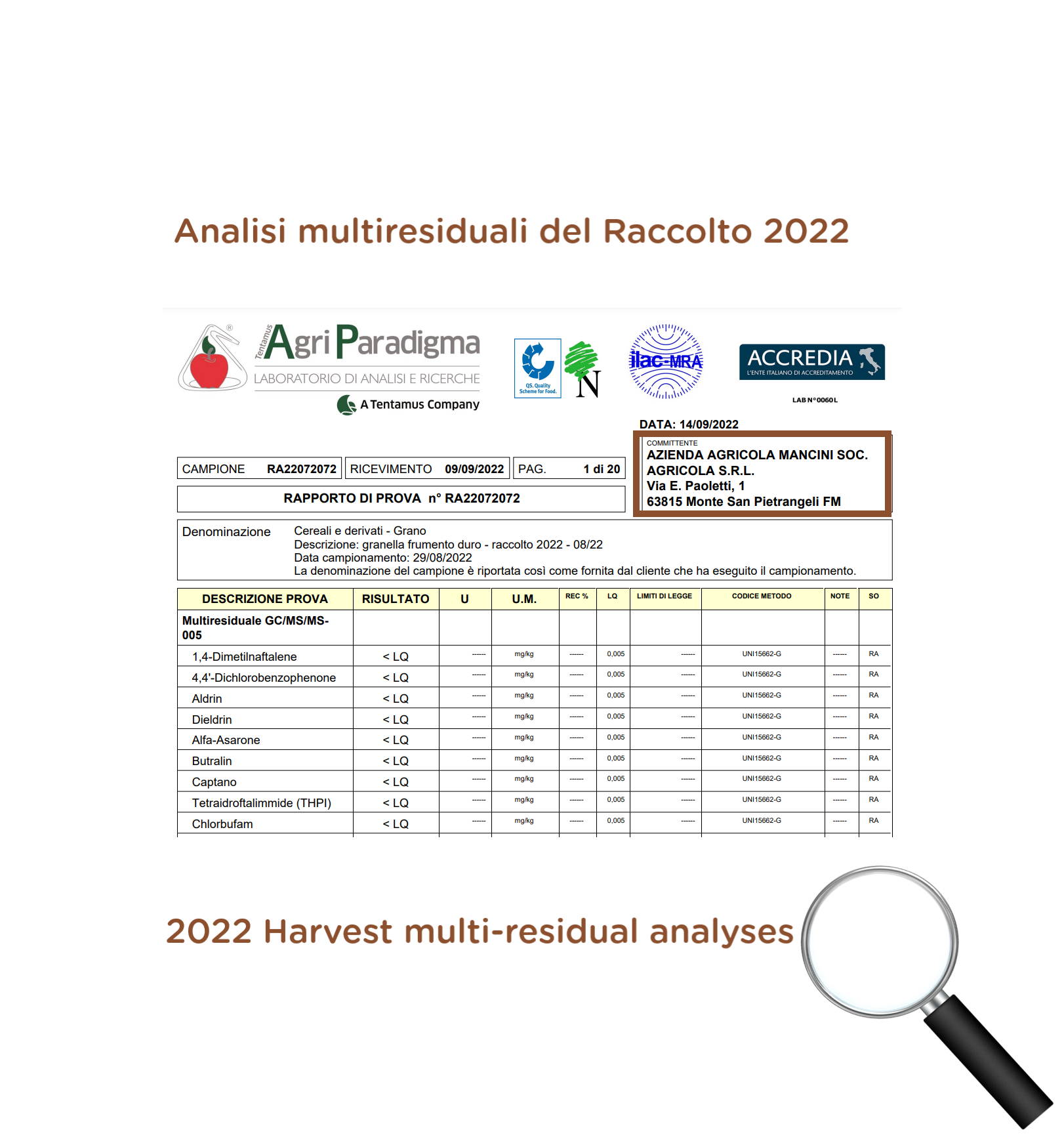 Residuo chimico zero – Pasta Mancini